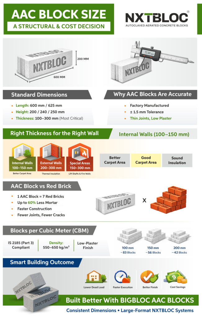 AAC Block Size Chart India: How to Choose the Right Thickness